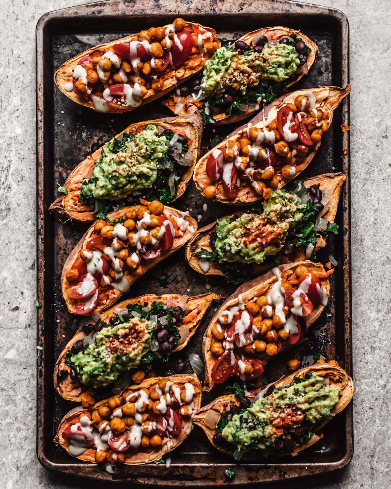 Vegan Loaded Sweet Potatoes, Two-Ways